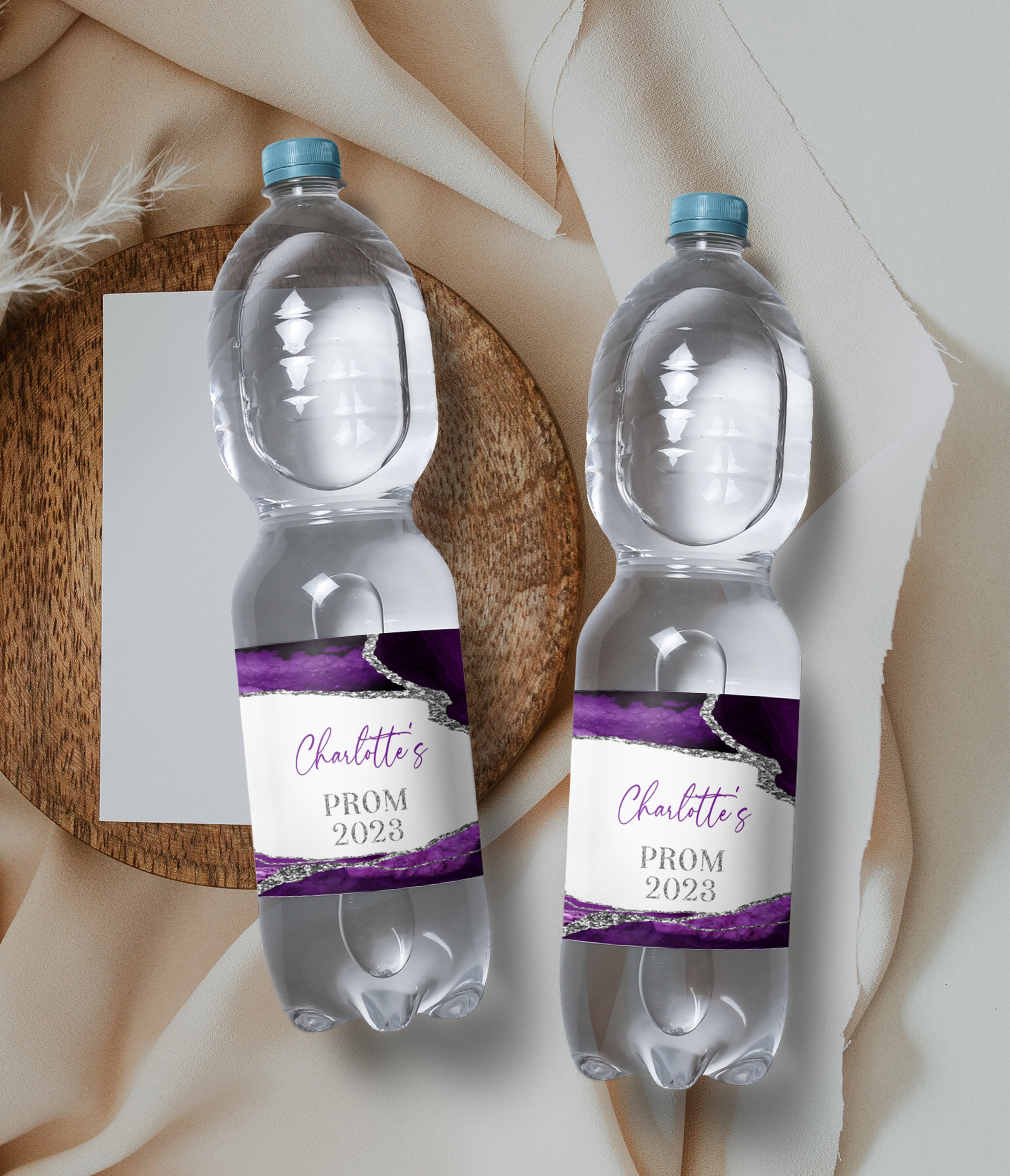 Purple Water Bottle Label Prom Water Bottle Labels Printable - Etsy
