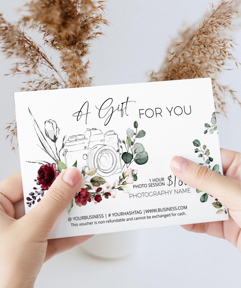 Photography Gift Certificate, Eucalyptus, Photo Session Voucher ...