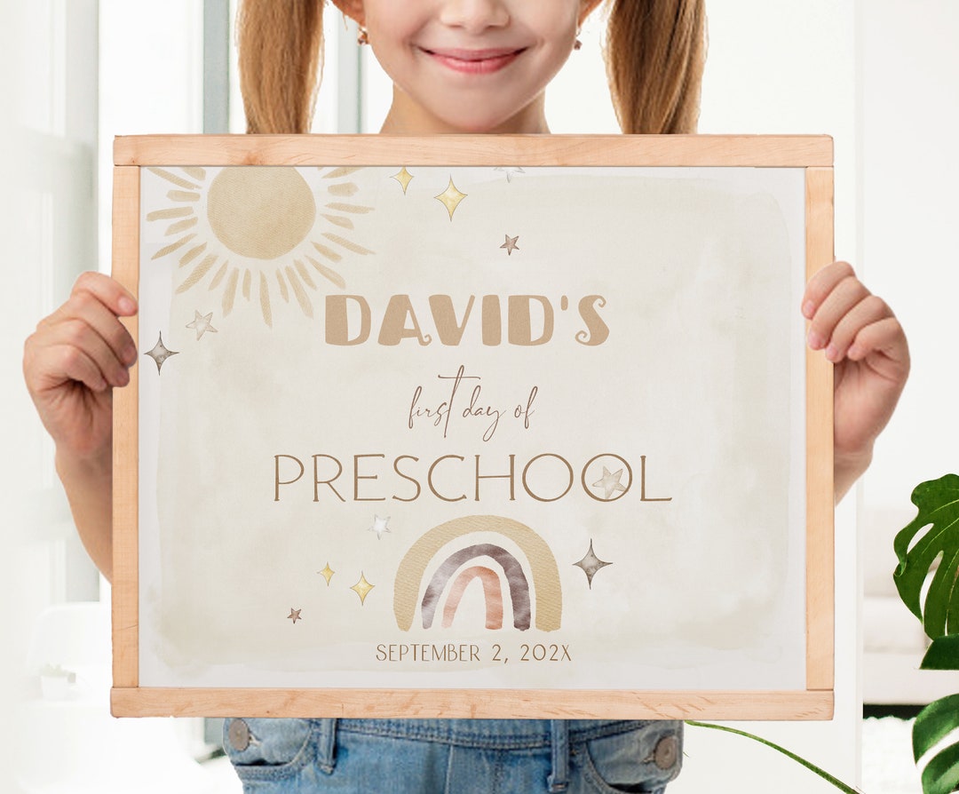 Editable First Day of Preschool Sign, First Day of Kindergarten Prop ...