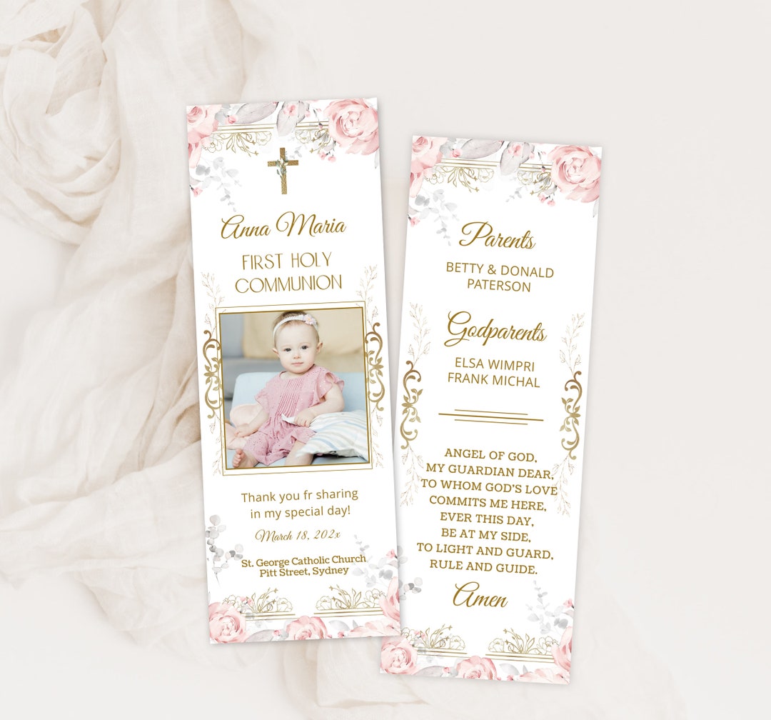 First Holy Communion Bookmark With Photo, First Communion Bookmark ...