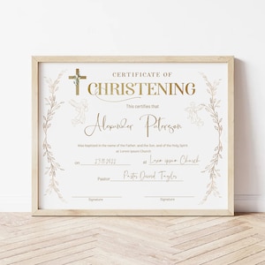 Angel Christening Certificate, Baptism Holy Spirit Certificate, Gold ...