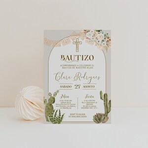 Mi Bautizo Invitation, Spanish Baptism Invitation, Pampas Grasses ...