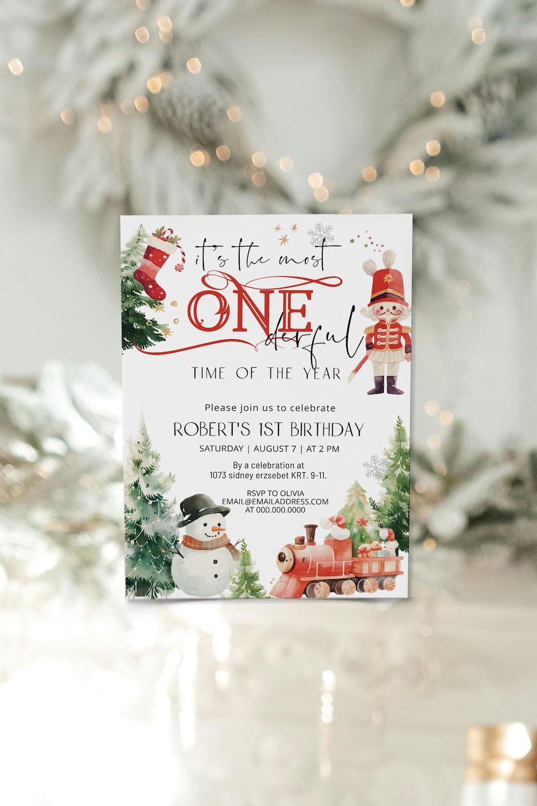 Christmas the Most Onederful Invitation, Christmas First Birthday ...