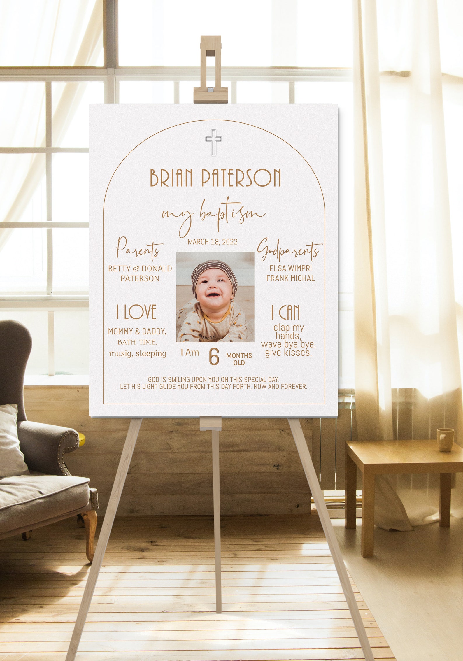 Arch Baptism Chalkboard Template Boy Boho Baptism Milestone - Etsy