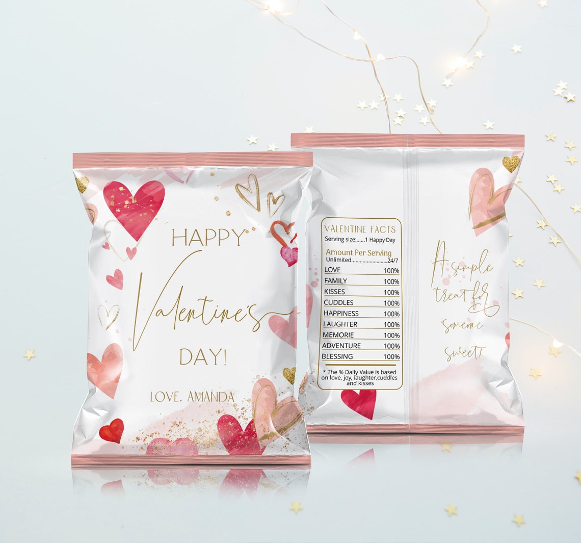 Happy Valentines Day Chip Bag Template, Printable Valentines Day Gift ...