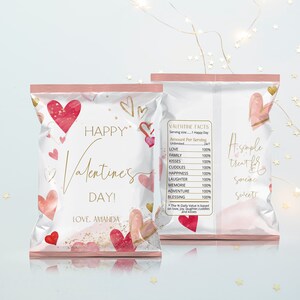 Happy Valentines Day Chip Bag, Printable Love Gift Bags, Valentines Day ...