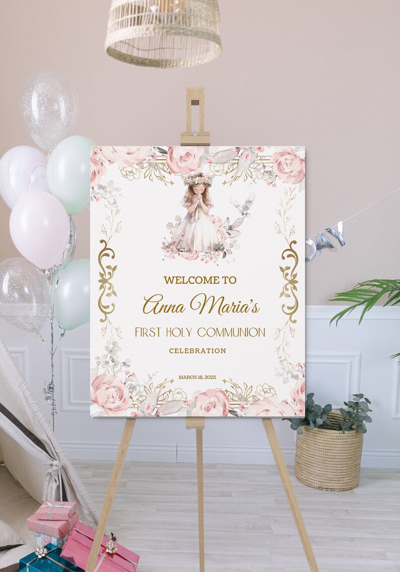 First Holy Communion Welcome Sign Template, First Holy Communion Board ...