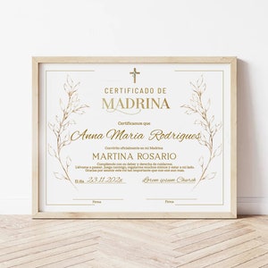 Certificados Para Padrinos, Madrina Padrino Certificate, Printable ...