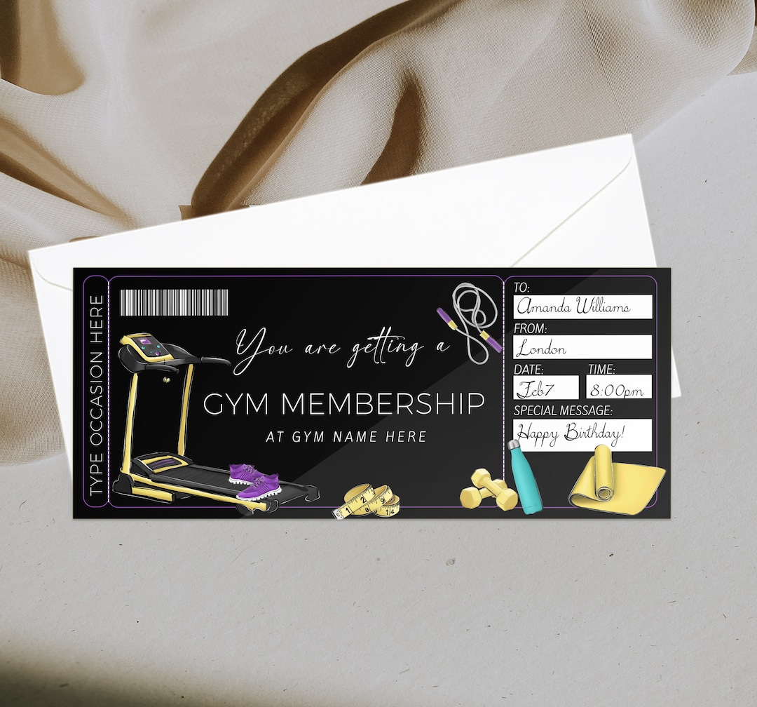 Gym Membership Gift Voucher Template, Fitness Gift Coupon, Printable ...