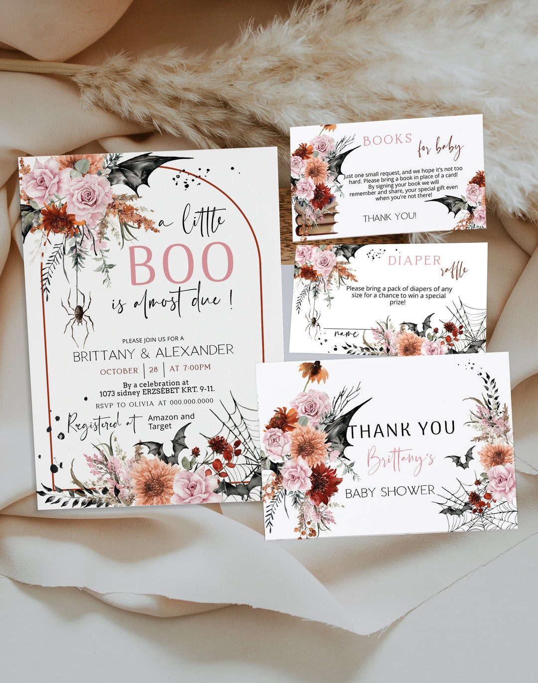 A Little Boo is Due Invite Baby Shower Invitation Set, Girl Halloween ...