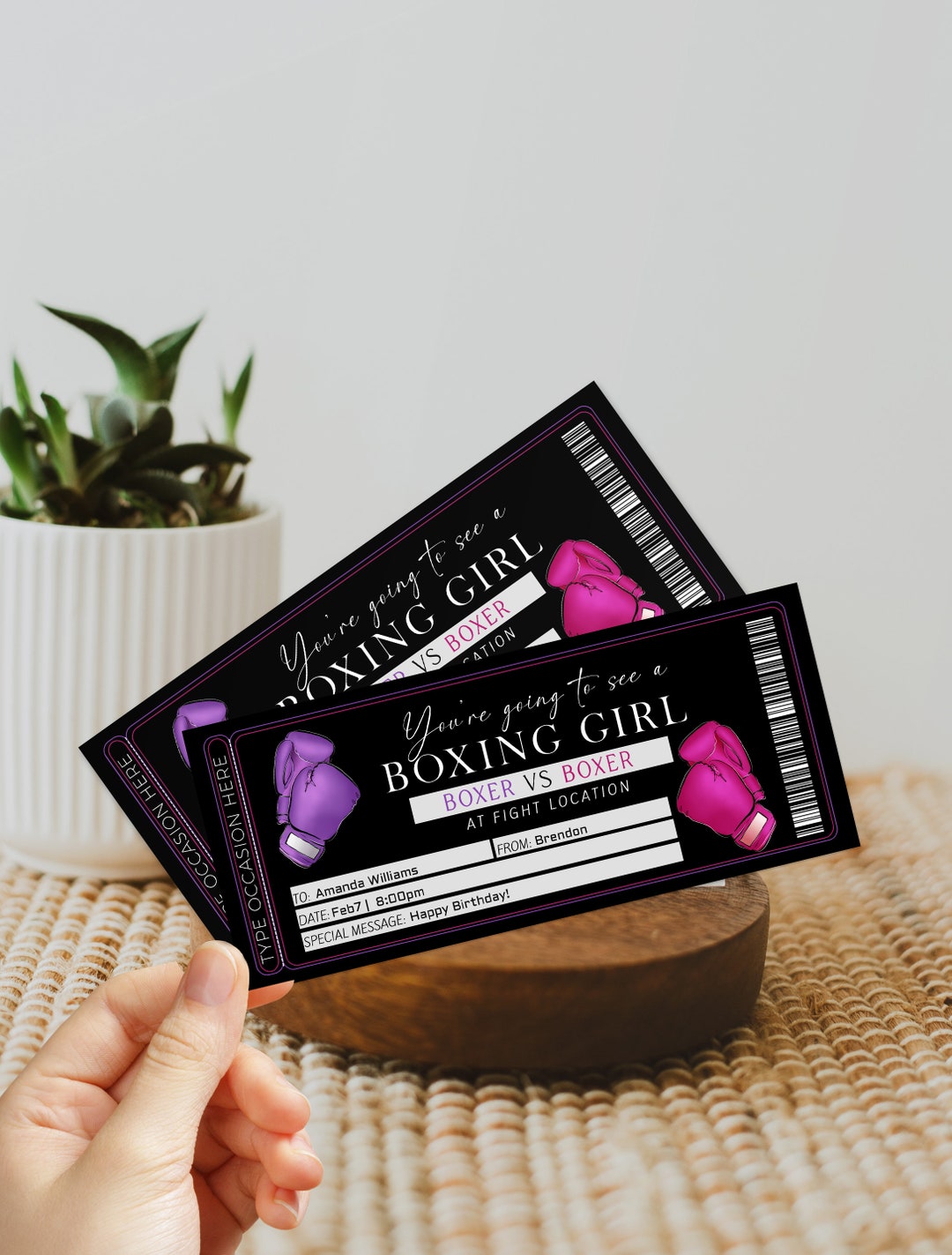 Boxing Girl Membership Ticket Template, Boxing Gym Membership Voucher ...