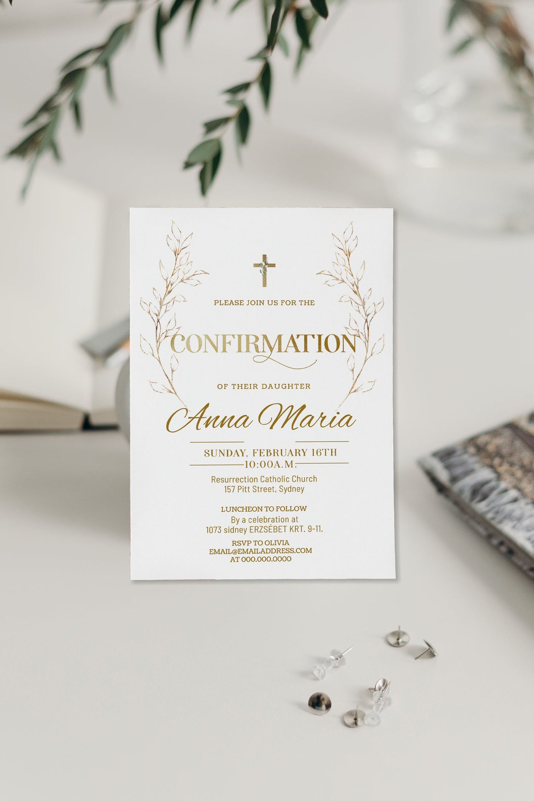 Confirmation Invitation Template, Editable Christening Invitation ...