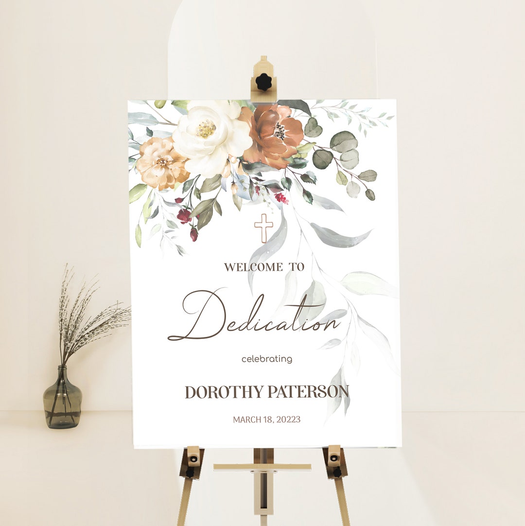 Dedication Welcome Sign Template, Printable Dedication Decoration ...