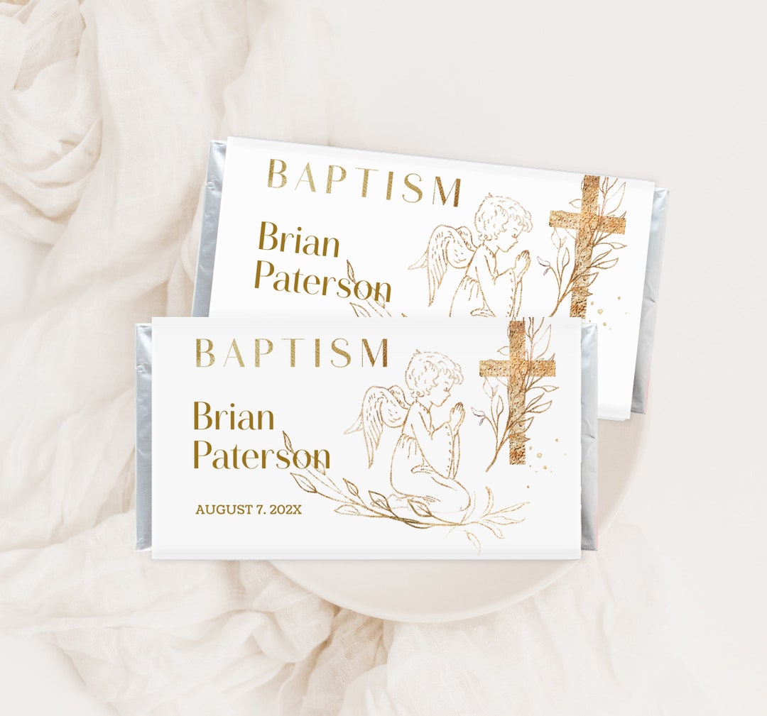 Angel Baptism Chocolate Bar Wrapper Template, Printable Candy Bar ...