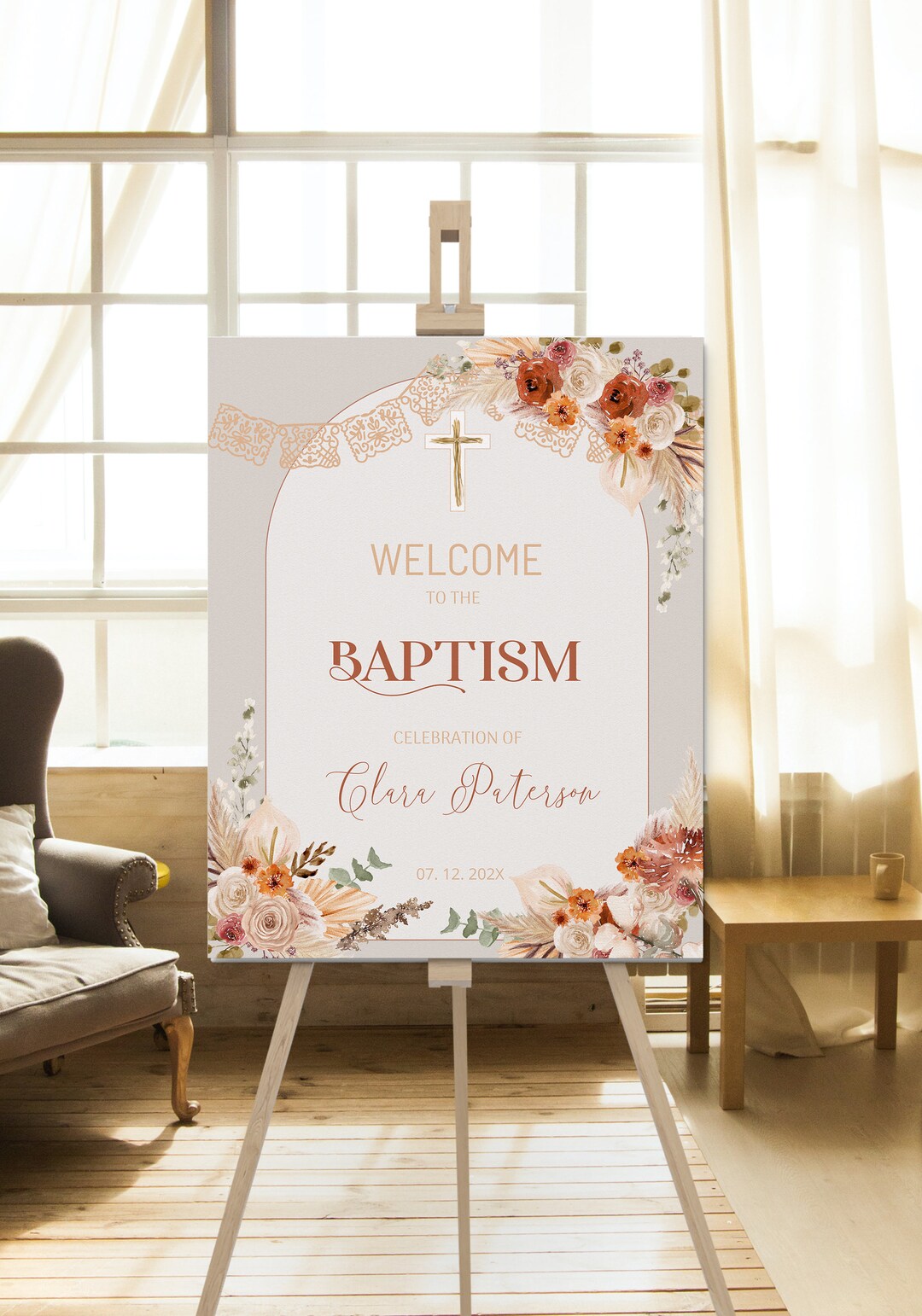 Baptism Welcome Sign Template, Mexican Theme Baptism Sign, Religious ...