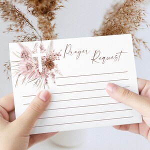 Pink Boho Prayer Request Cards Printable, Affirmation Card, Blank ...