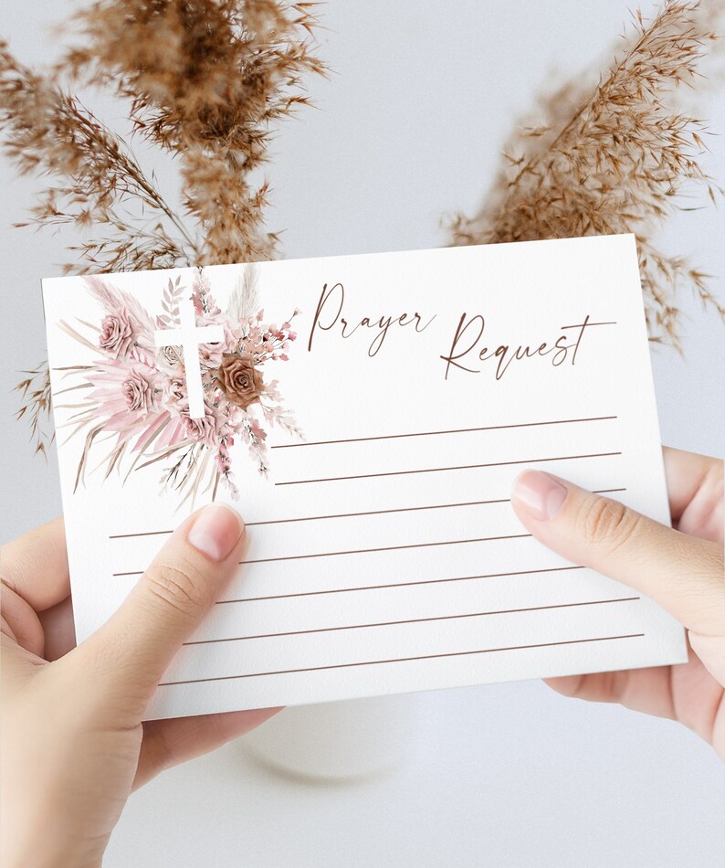Pink Boho Prayer Request Cards Printable, Affirmation Card, Blank ...