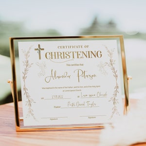 Angel Christening Certificate, Baptism Holy Spirit Certificate, Gold ...