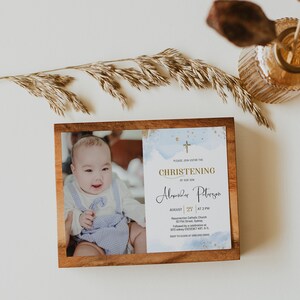 Christening Invitation Wish Photo, Editable Christening Invitation ...