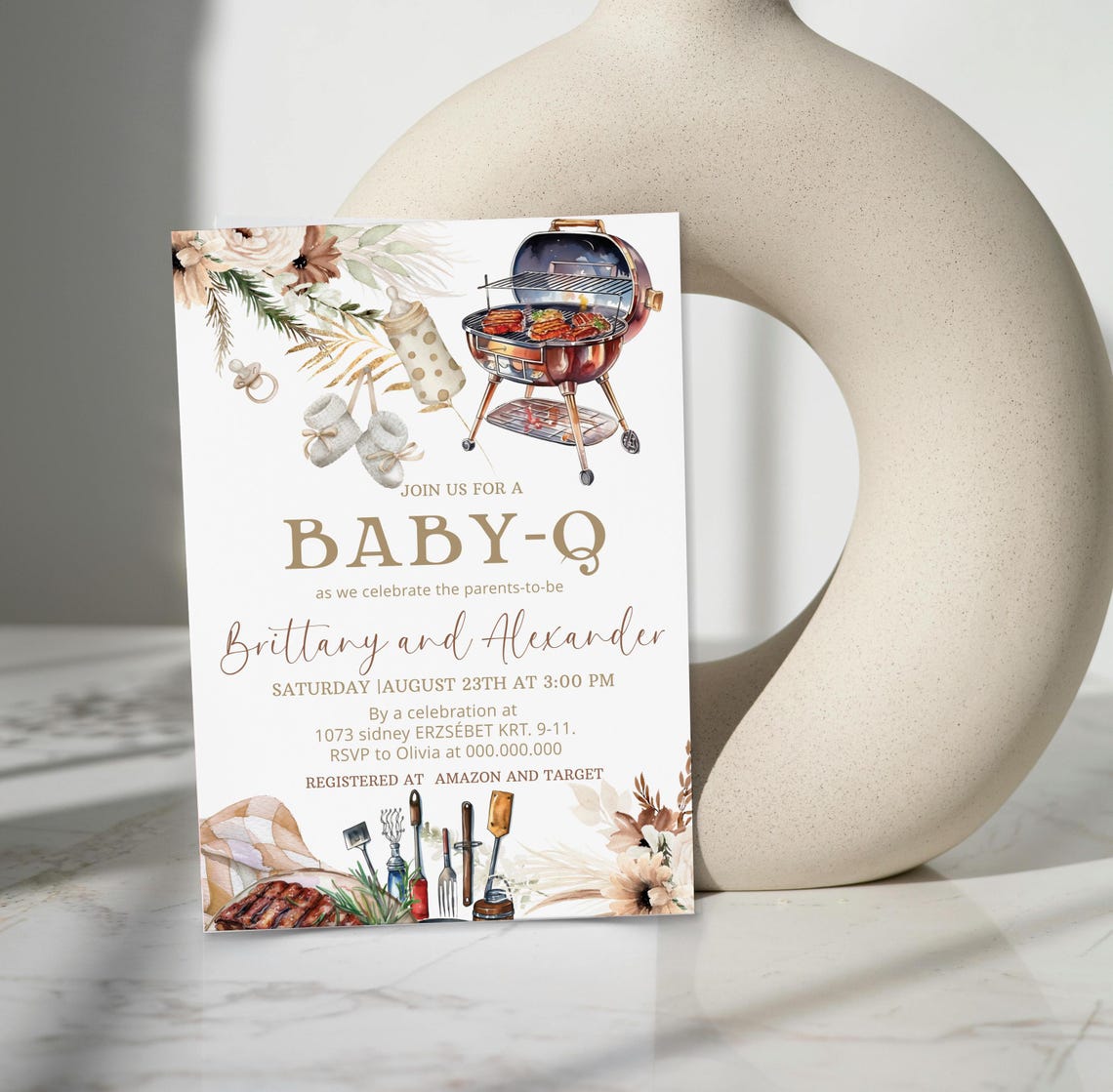 Baby-q Shower Invitation Set Template, BBQ Baby Shower Party Invite ...