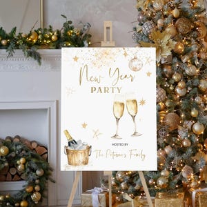 New Year's Party Welcome Sign Template, Editable New Year's Eve Party ...
