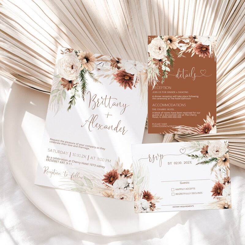 Boho Wedding Invitation - Etsy