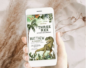 EDITABLE Three Rex Birthday Favor Tags Dinosaur Party Favors - Etsy