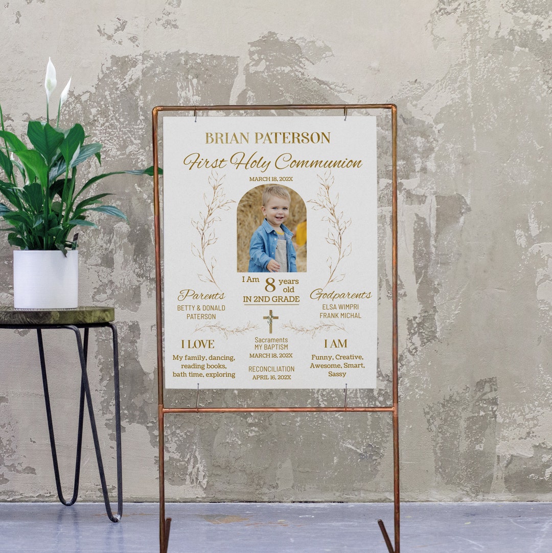 First Holy Communion Milestone Board, Editable Christening Milestone ...