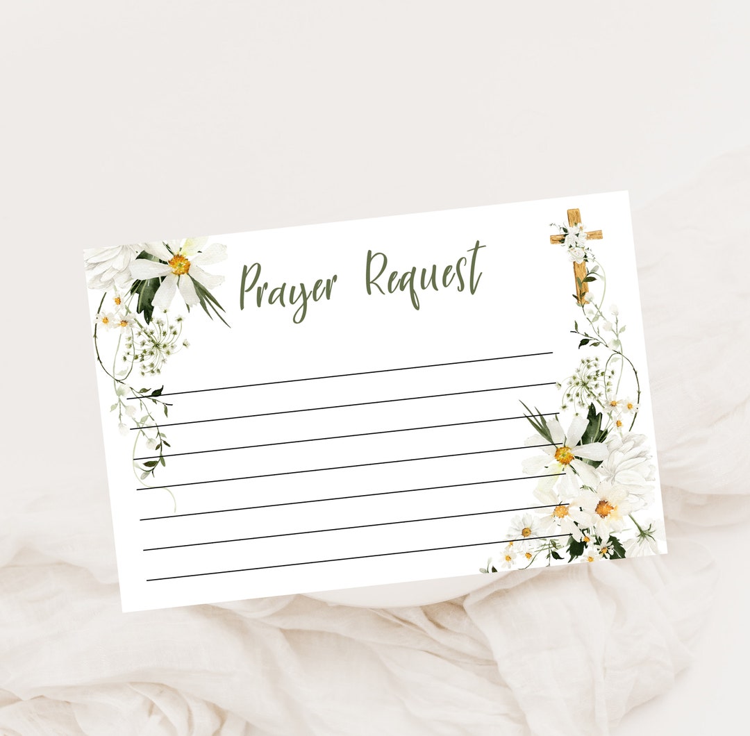 Wildflower Prayer Request Card Template, Editable Christening Note ...