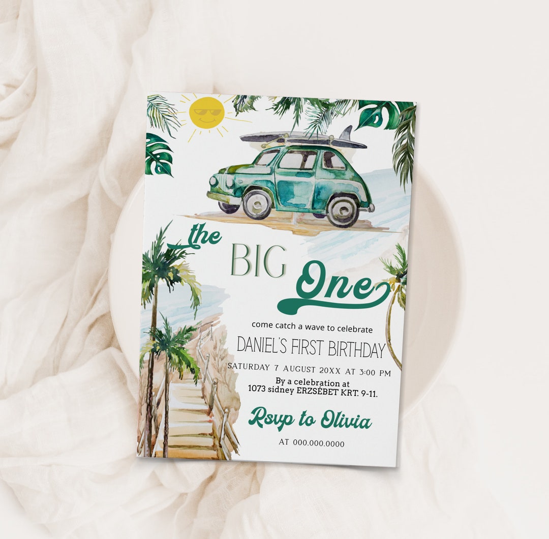 Editable the Big One Birthday Invitation Template, Summer 1st Birthday ...