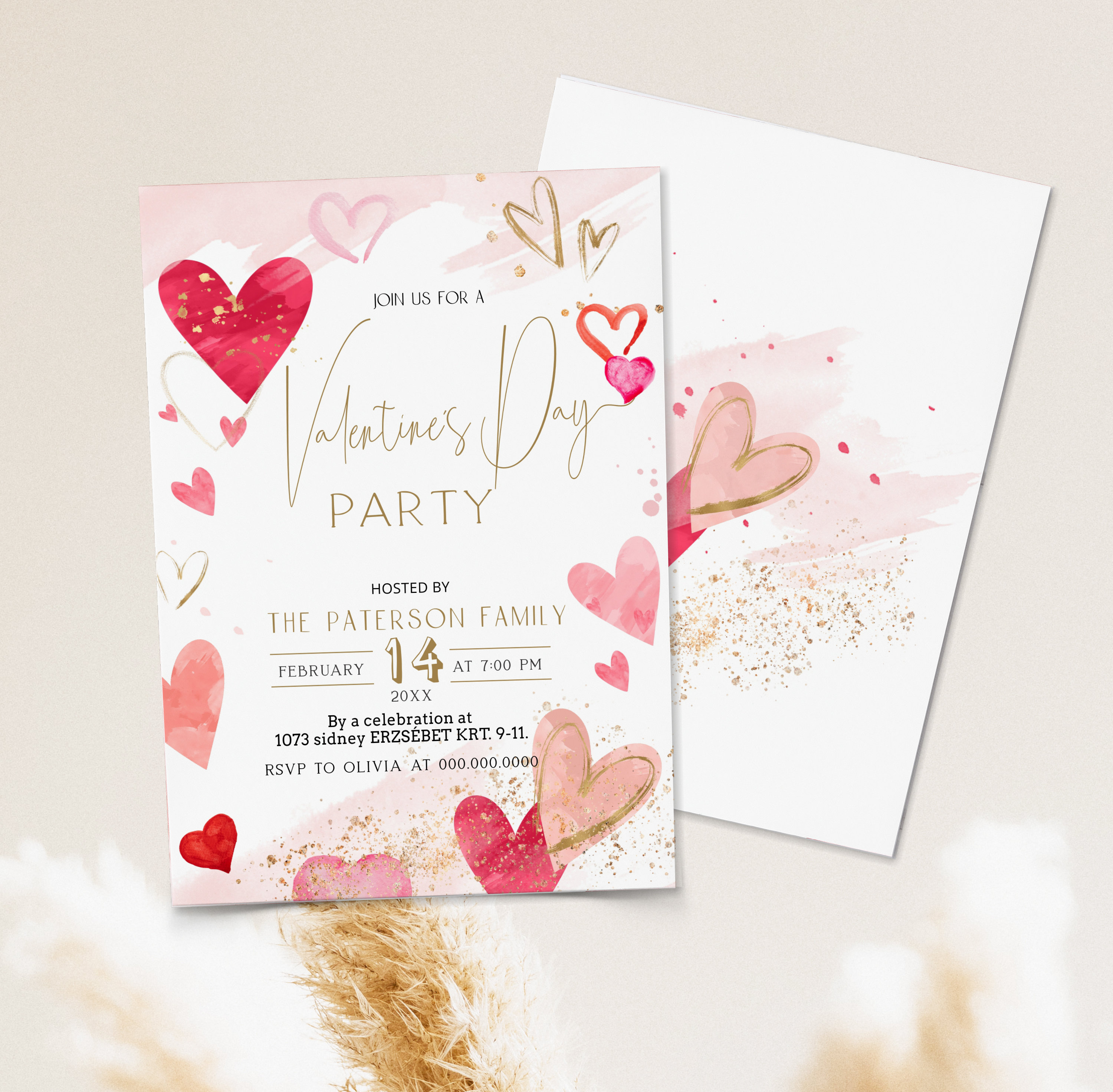 Editable Valentine Day Party Invitation Hearts Couples Party - Etsy