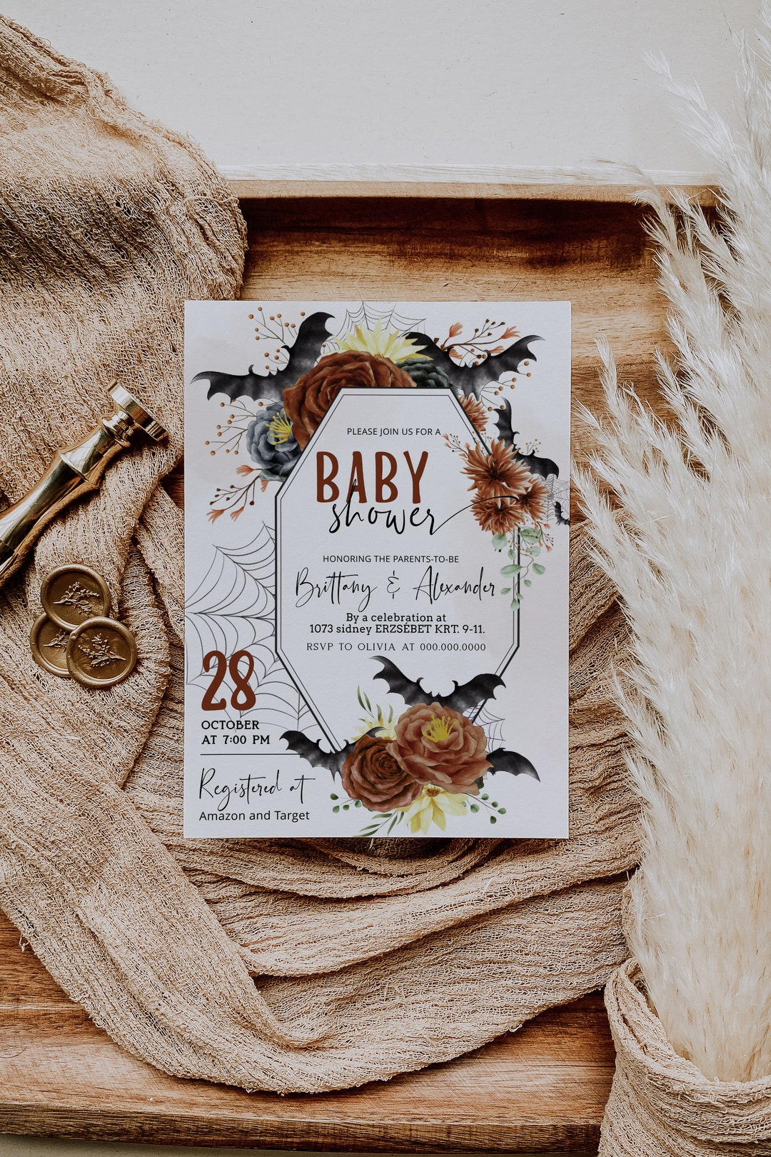 Halloween Baby Shower Invitation Template, Baby Shower Halloween Invite ...