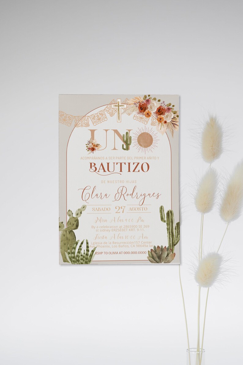 Uno Invitaciones De Bautizo Template, Uno Birthday Spanish Baptism ...