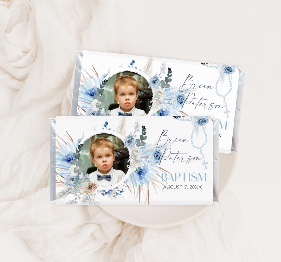 Pampas Grass Baptism Chocolate Wrapper Template, Photo Chocolate ...