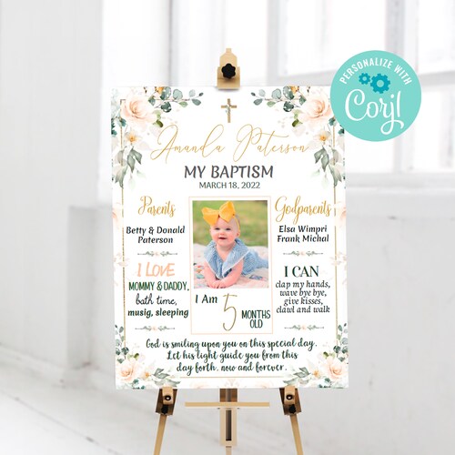 Editable Baptism Chalkboard Sign Communion / Christening - Etsy