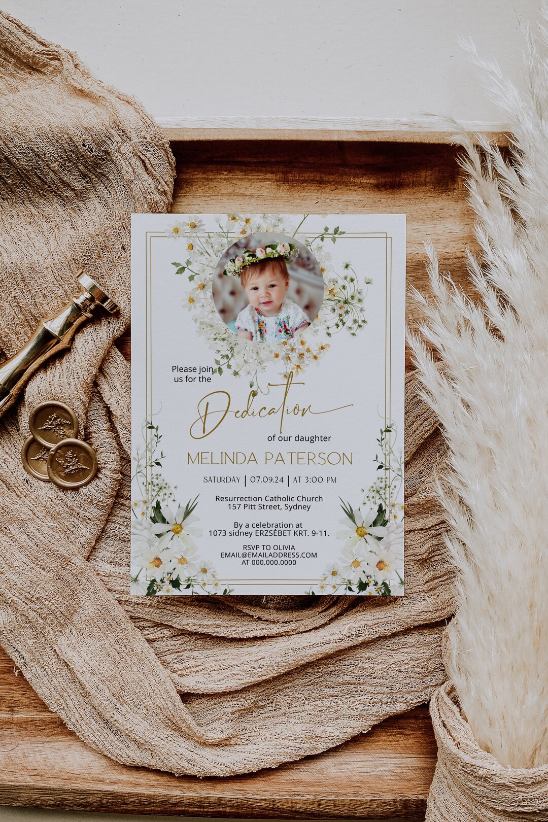 Wildflower Invitation Dedication Template, Photo Dedication Invite ...