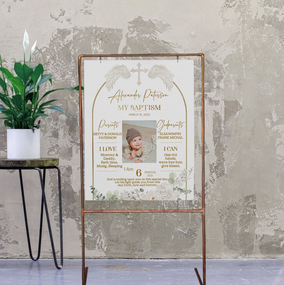 Gold Baptism Milestone Sign Template, Angel Baptism Chalkboard Sign ...