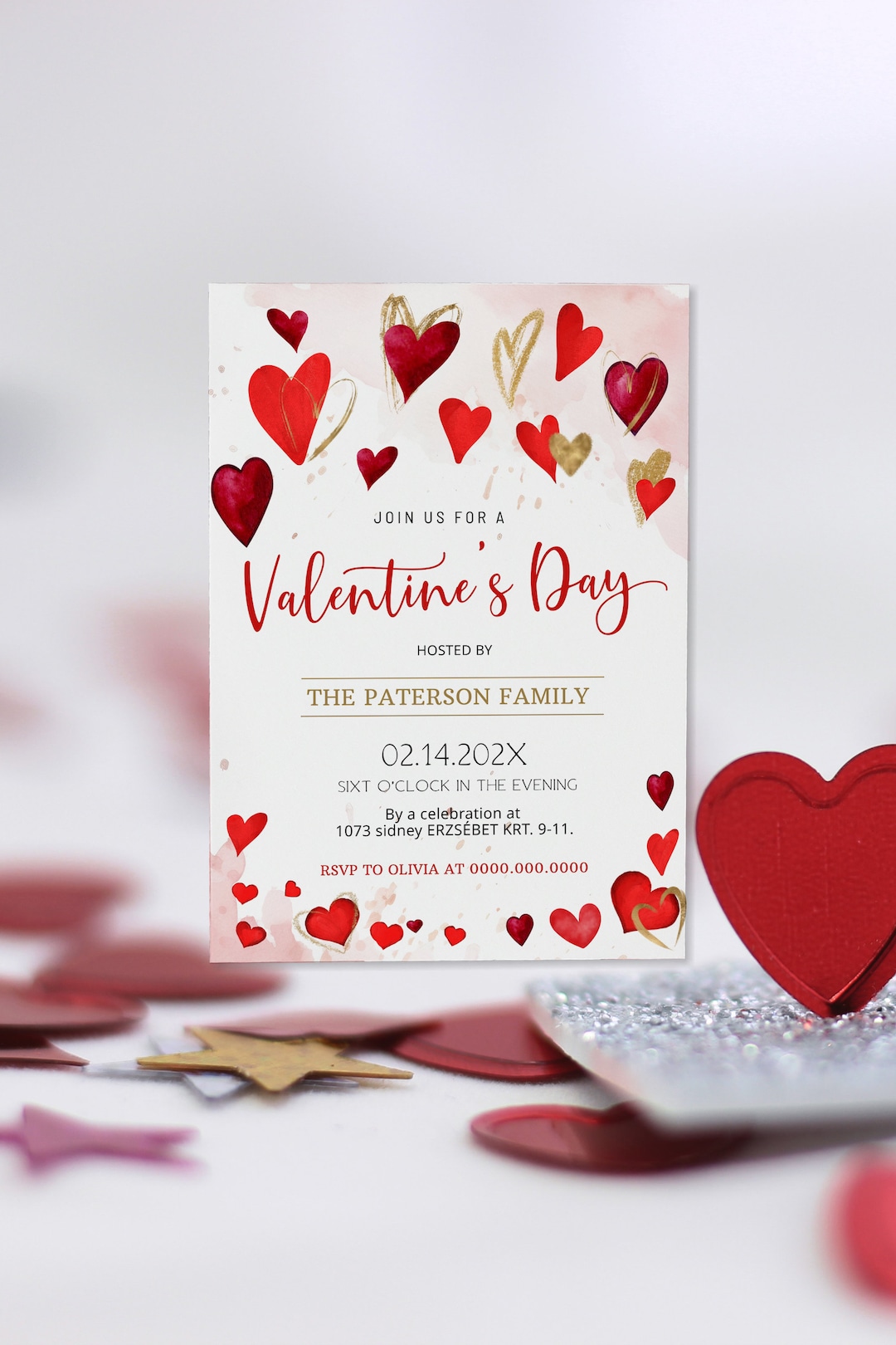 Editable Valentine Day Party Invitation, Heart Couples Party Invite ...