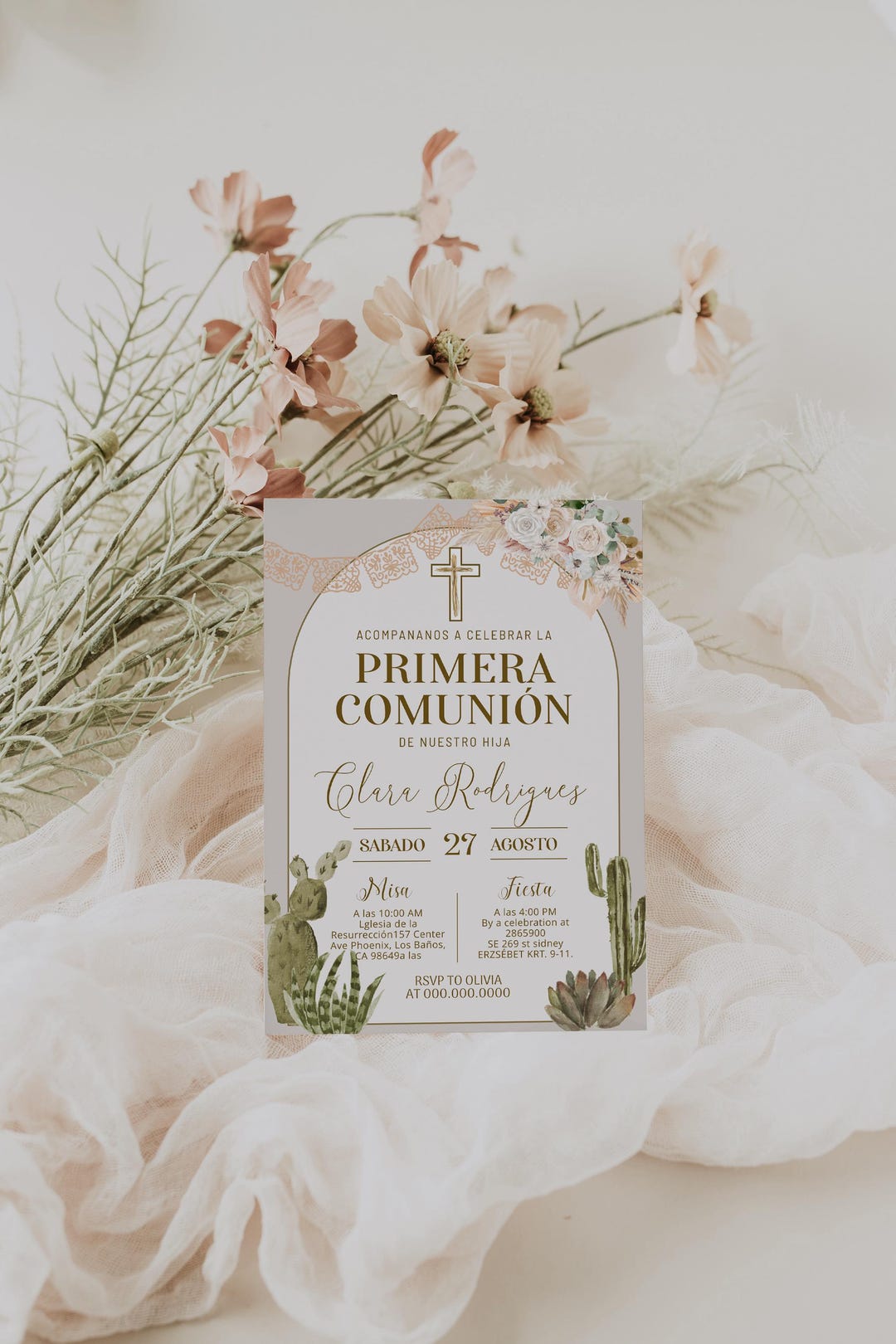 First Holy Communion Spanish Invitation, Invitación a La Primera ...