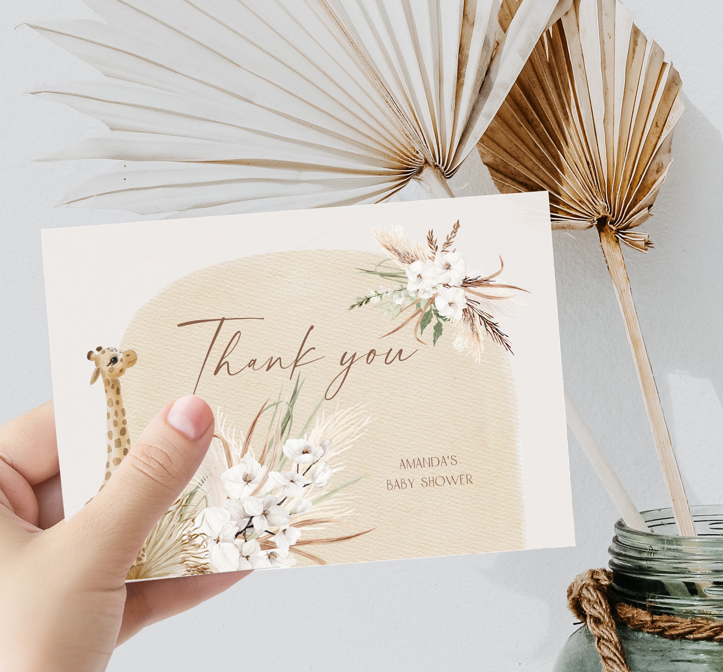 Boho Giraffe Baby Shower Invitation Bundle Gender Neutral - Etsy