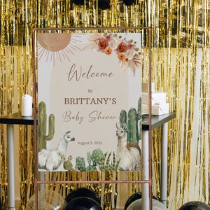 Llama Baby Shower Welcome Sign Template, Cactus Llam Baby Welcome Sign ...