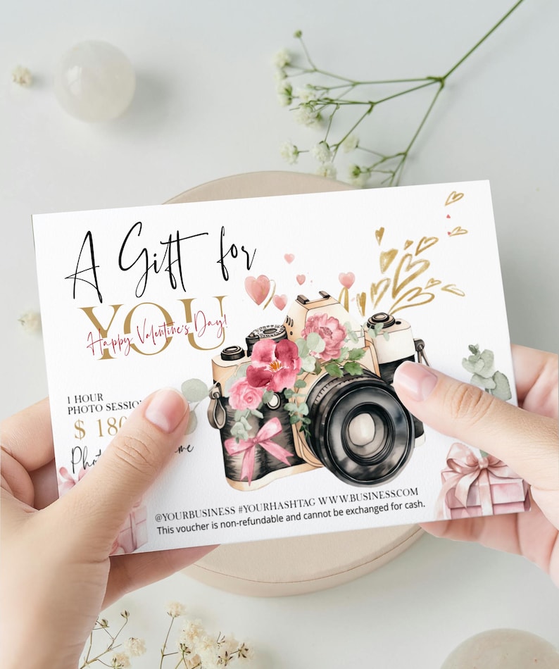 Photography Gift Certificate Template, Valentine Photo Session Gift ...