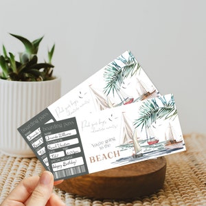 Printable Beach Boarding Pass Surprise Ocean Ticket, Custom Voucher ...