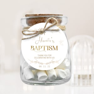 Editable Gold Elegant Baptism Favor Tags, Round Thank You Tag Template ...