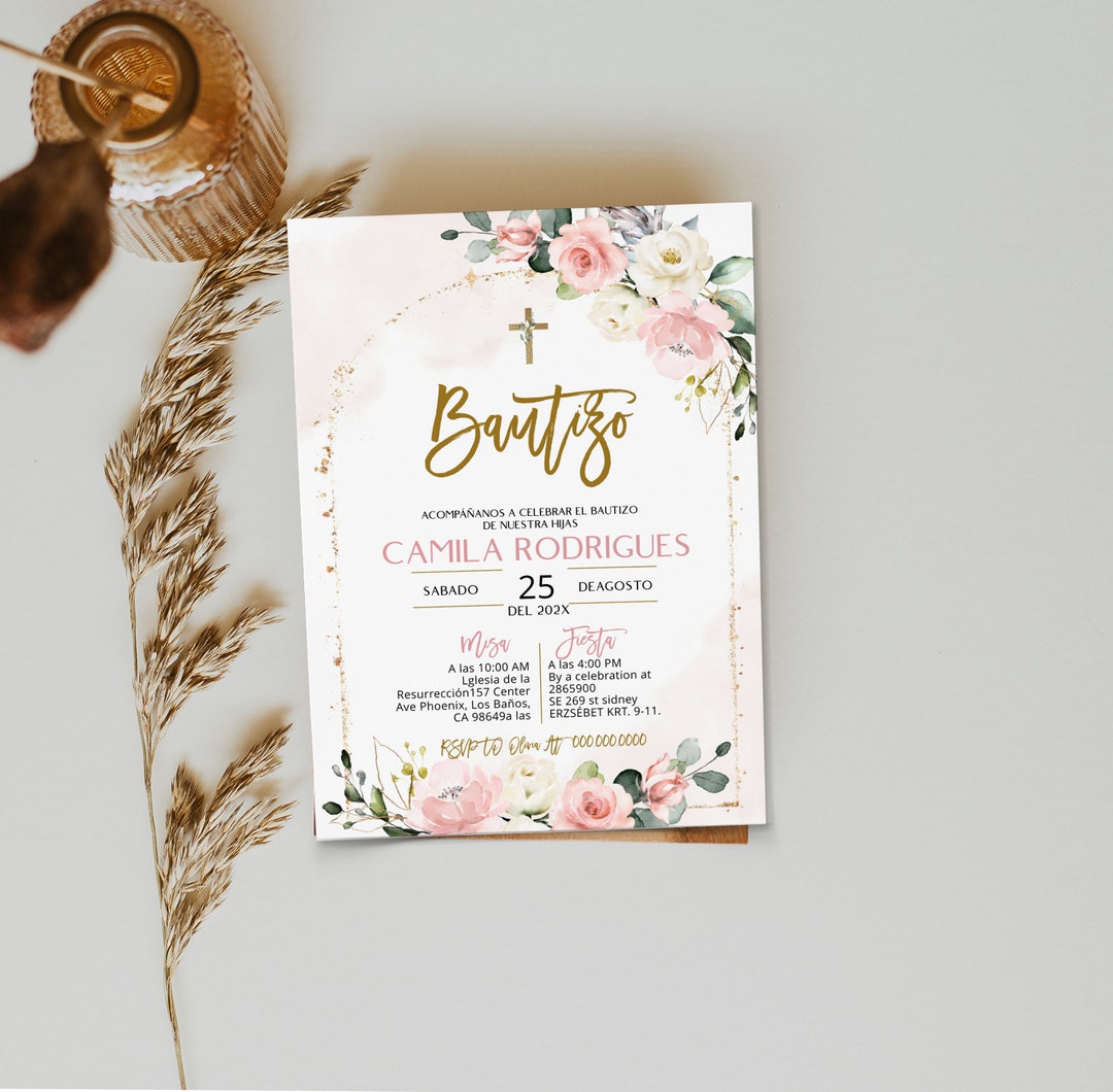 Mi Bautizo Invitation, Invitaciones De Bautizo Digitales, Spanish ...