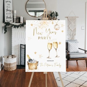 New Year's Party Welcome Sign Template, Editable New Year's Eve Party ...