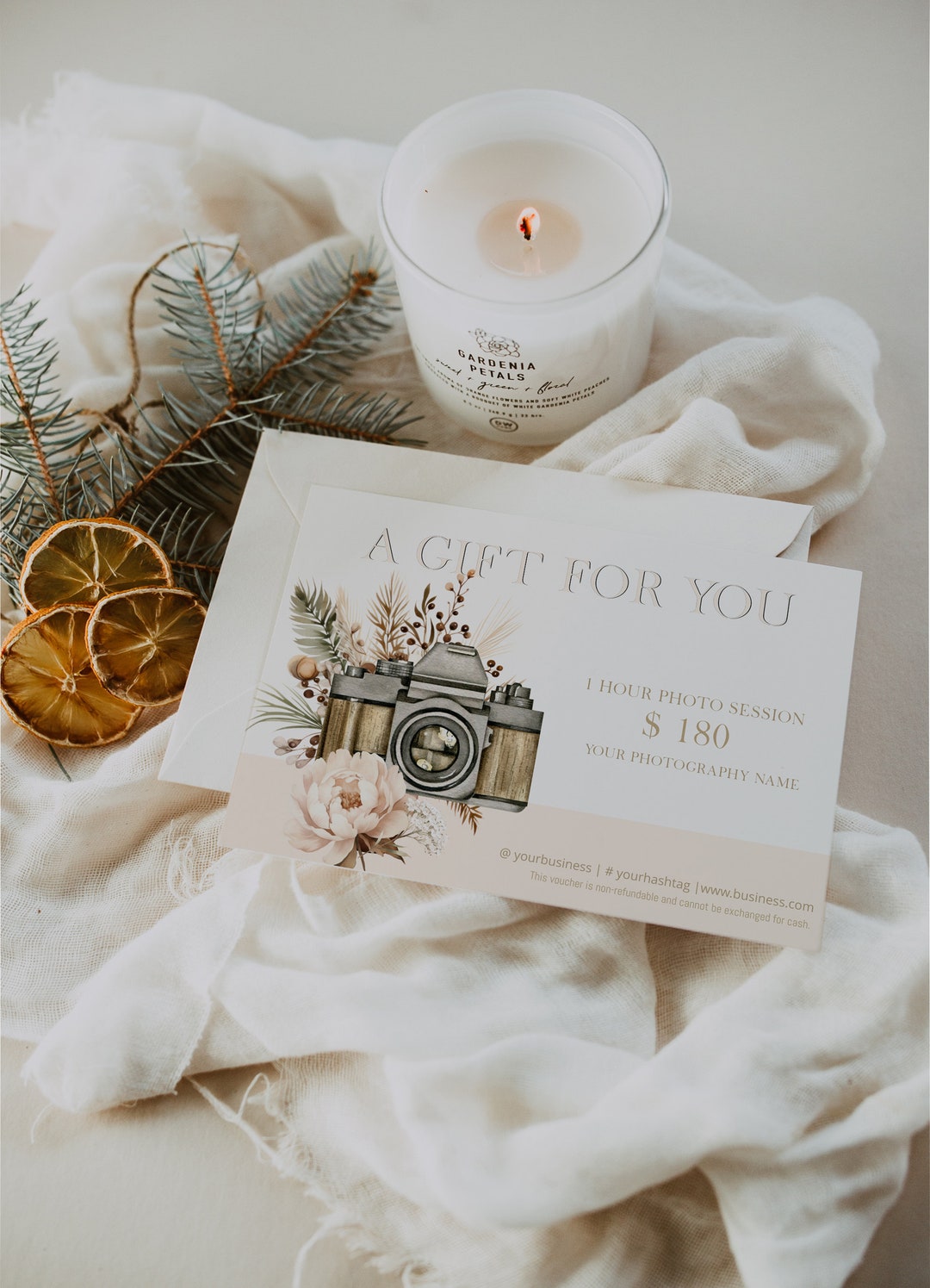 Photography Gift Certificate Template, Printable Boho Coupons ...