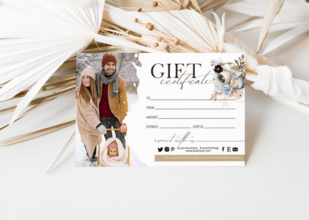 Gift Certificate for Photographer, Photo Gift Certificate Template ...