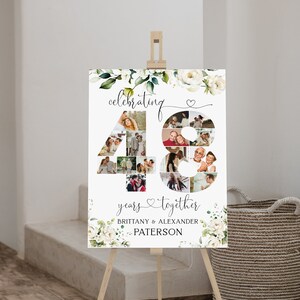 48th Anniversary Photo Collage, Printable Floral Photo Collage ...