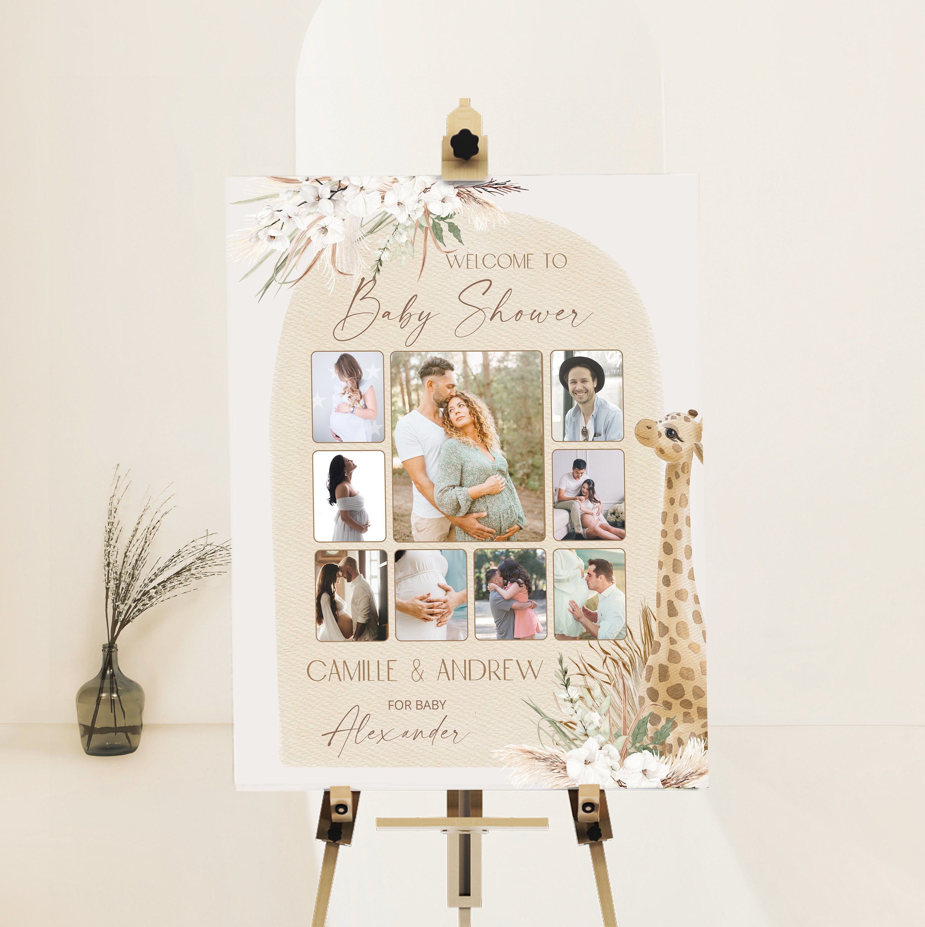 Photo Welcome Baby Shower, Baby Shower Photo Collage, Boho Baby Shower ...